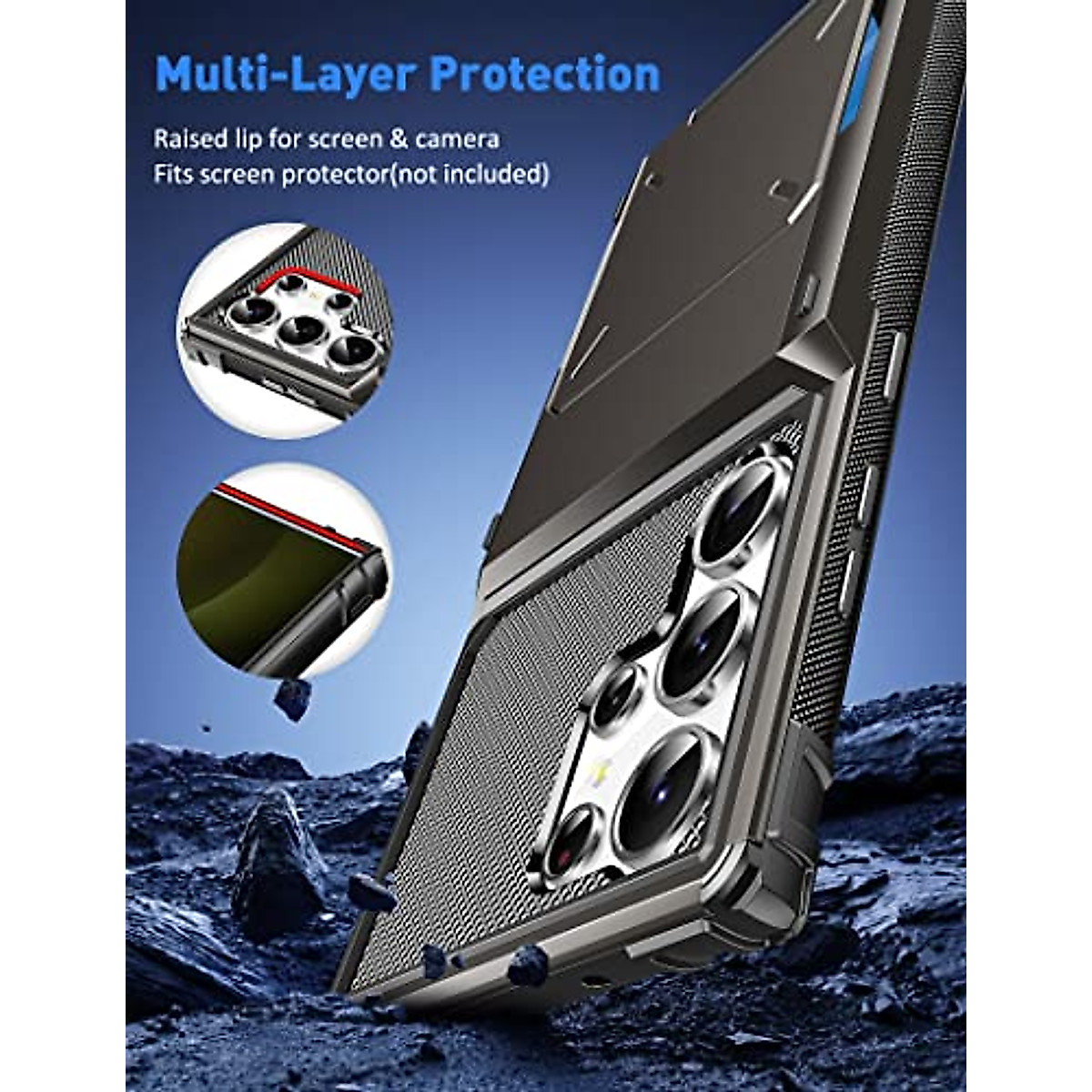 COOYA for Samsung S23 Ultra Case Wallet 5 Credit Card Holder ID Slot Flip Cover Galaxy S23 Ultra Wallet Case Back Pocket Protective Hard Rubber Bumper for Samsung Galaxy S23 Ultra 6.8 Bronze Gunmetal