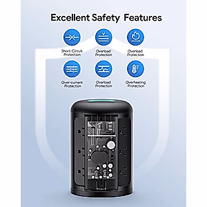 20W USB C Power Strip Tower with 12 AC Outlets, 1500J Surge Protectors, Charging Station for iPhone 14/13 Series, 5FT Extension Cord with Multiple outlets for Dorm Rooms, Home/Office Essentials, Black