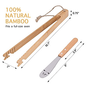 Recsrdce （11 inches Oven Rack Puller， bamboo cooking tongs, Salad pliers，toaster tongs）and（8inches Cream spatula,mini serrated knif,Wooden handle/Stainless steel spatula blade ）