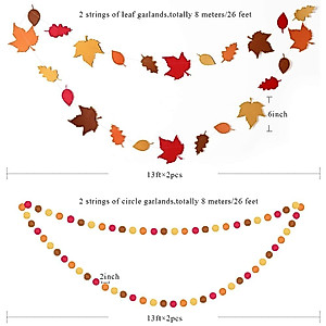 Cheerland 52 Ft Fall Leaf Polka Dots Garlands for Thanksgiving Party Decorations Banner Backdrop Hanging Decor Streamer for Birthday Wedding Baby Shower Fall Autumn Thanksgiving Harvest Party Supplies