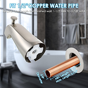 Enhon Slip On Diverter Tub Spout Compatible with Kohler GP85556, Bathroom Shower Bathtub Faucet Spout Replacement Fits 1/2'' Copper Water Tube, 5/32'' Hex Wrench Included (Brushed Nickel Color,1 Pack)