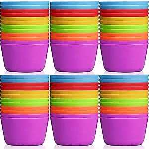 Irenare 48 Pcs Kids Small Plastic Bowls10 oz Cereal Bowls Snack Bowls Kids Bowls Colorful Toddler Bowls Microwave Dishwasher Safe Bowls Salad Dessert Soup Bowls Children Bowl, 6 Colors