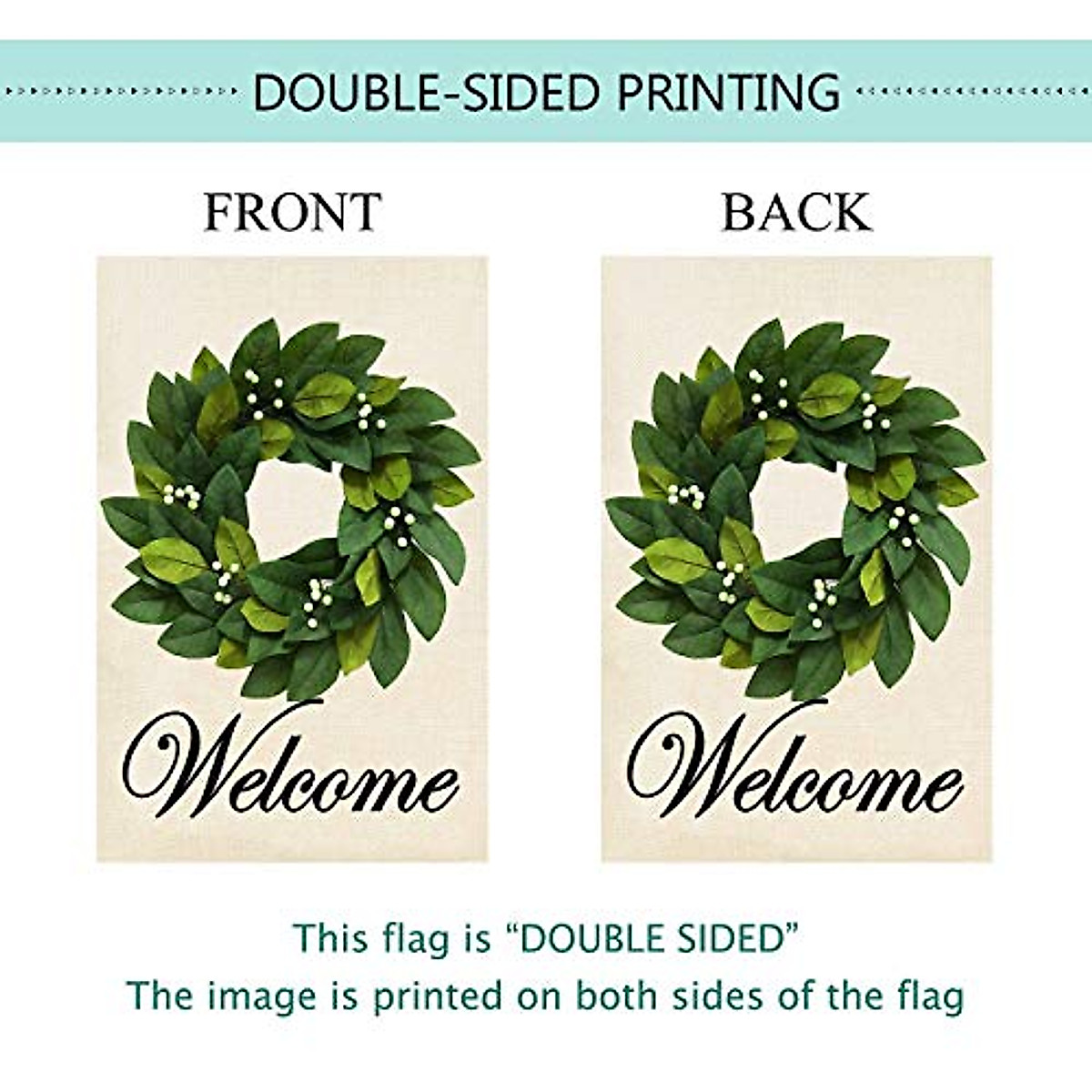 Baccessor Spring Summer Welcome Wreath Garden Flag Magnolia Leaves Small Yard Flag Vertical Double Sided Burlap Farmhouse Seasonal for Lawn Outdoor Outside Decoration 12 x 18 Inch