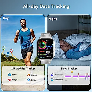 BJNAAL Smart Watch for Android Phones iPhone Compatible & Purple Watch Strap Bundle