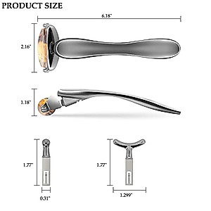 Jade Face Roller Skin Care, Detachable Jade Facial Roller Massager, Anti Aging Face Roller Set Beauty Facial Tools for Routine Skincare Reduce Puffiness Wrinkle (Cat Eye Roller+ Silver Black)