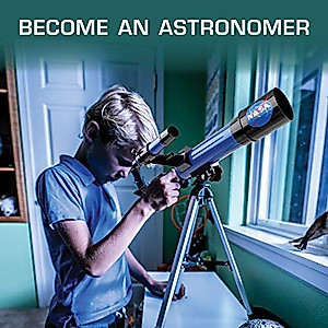 NASA Lunar Telescope for Kids – Capable of 90x Magnification, Includes Two Eyepieces, Tabletop Tripod, Finder Scope, and Full-Color Learning Guide, The Perfect STEM Gift for a Young Astronomer
