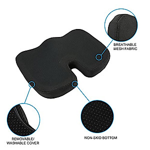 Gooeap Seat Cushion Car Office Chair Cooling Gel Seat Cushion- Memory Foam Gel-Enhanced, Ergonomically & Large Designed Pillow for Sciatica, Tailbone, Coccyx Back Pain,for Office Chair, Wheelchair,Car