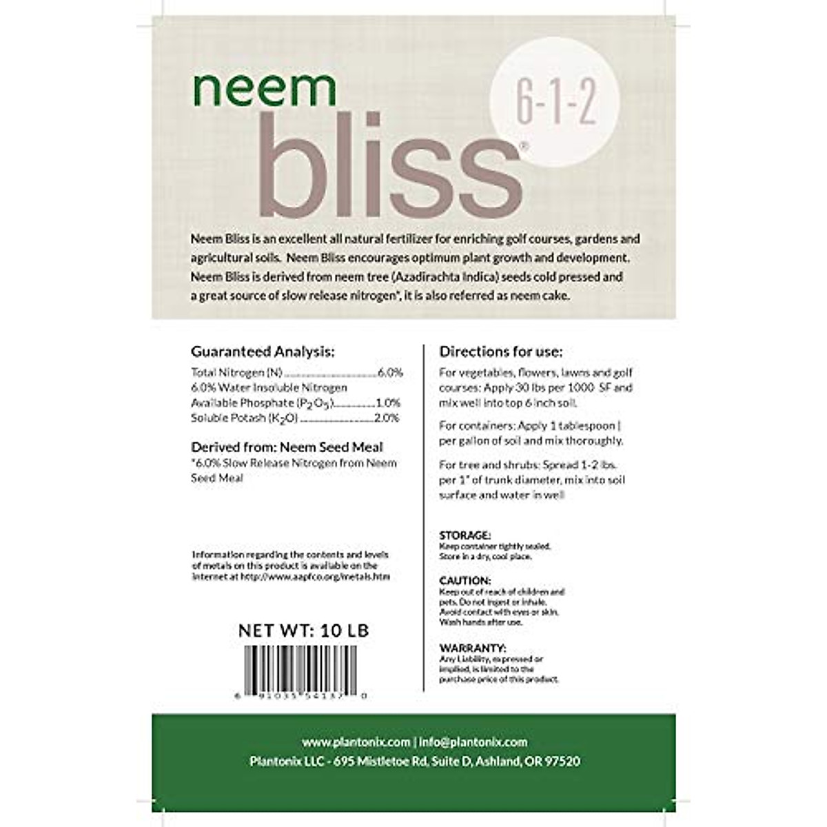 Neem Bliss - Premium Neem Seed Meal - All Natural Fertilizer for Organic Gardening and Soil Amendment - Protect Your Garden with Neem Cake Meal! (10 lbs)