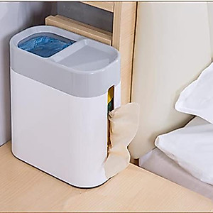Trash Can,Waste Bin 2 in 1 Plastic with Tissue Box Mini Wastebasket Trash Can Garbage Bin Rubbish Recycling for Desktop, Dressing Table (Color : A, Size : 2 in 1)