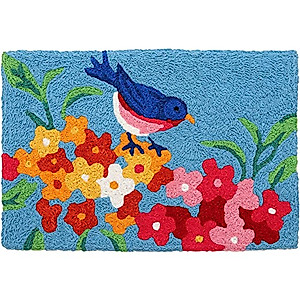 Jellybean Little Blue Bird Accent Washable Rug 20" x 30" Doormat