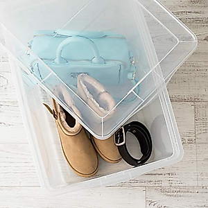 IRIS USA 68 Qt Clear Storage Box, BPA-Free Plastic Stackable Bin with Lid, 6 Pack, Containers to Organize Closet Shelves, Clothes, Blankets, Towels