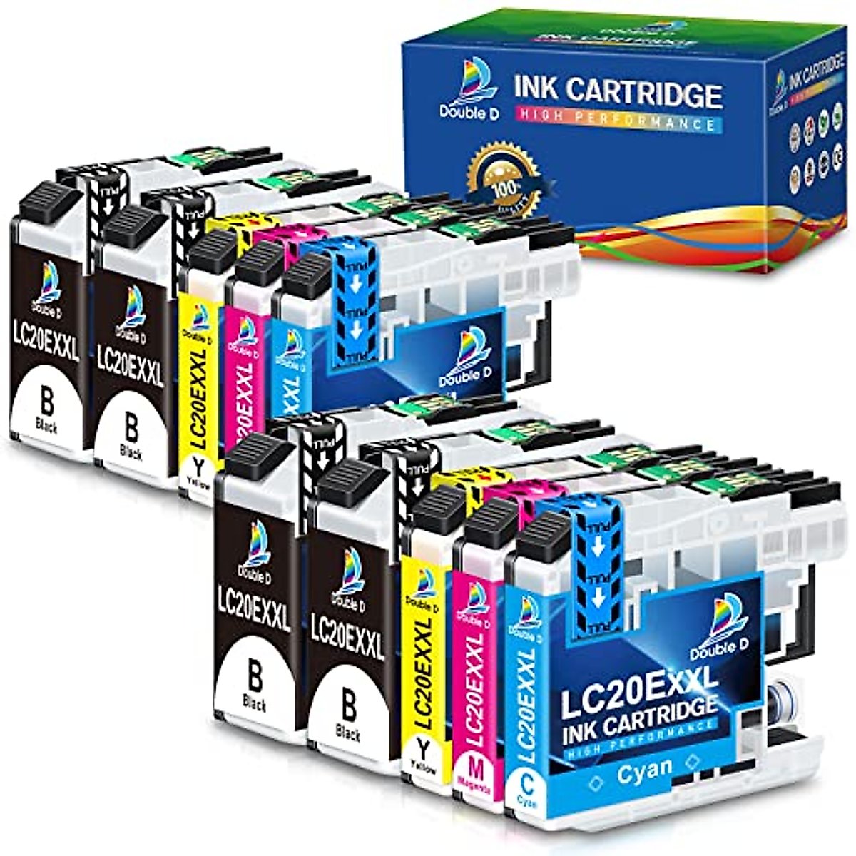 DOUBLE D Upgraded LC20E Compatible Replacement for Brother LC20E LC-20E XXL Ink Cartridges for Brother MFC-J985DW J775DW J5920DW J985DWXL Printer (4BK+2C+2M+2Y) 10 Pack-Updated Version