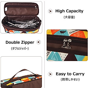 Azarxis Camping Cooking Utensils Organizer Bag Travel Storage Bag Portable Small Stuff Case for Storing Flatware Cutlery Digital Accessories Cosmetics Makeup Brushes (Brown with Triangle Shape)