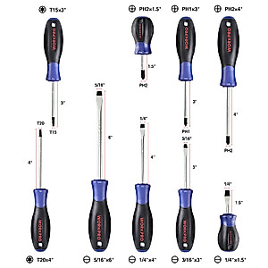 WORKPRO Magnetic Screwdriver Set, 16-Piece Torx Slotted Phillips Precision Screwdrivers with Magnetizer, Organized in Blow Mold Case, for Home Repair and DIY Projects
