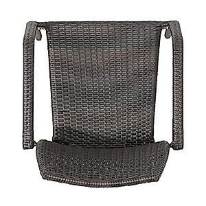 Christopher Knight Home Bridget Outdoor Wicker Stacking Patio Chairs, 2-Pcs Set, Multibrown