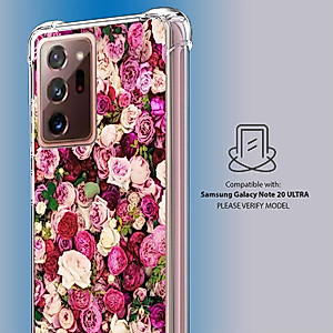 CasesOnDeck Bumper Case Compatible with [Samsung Galaxy Note 20 Ultra / Note20 Ultra Case] Slim Fitted Clear TPU Bumper Shock Case (Pink Roses)