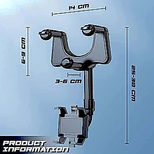 chella Car Phone Holder Mount,360 Degree Rotatable and Retractable Rearview Mirror Phone Holder for Car,Multifunctional Adjustable Universal Phone Holder for Mobile Phones
