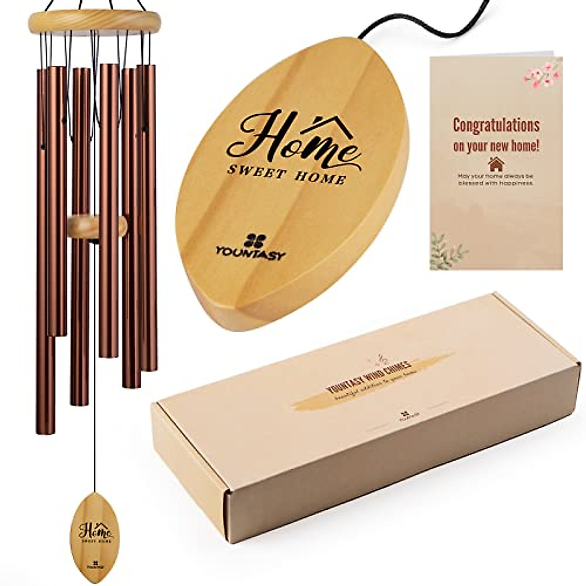 YOUNTASY House Warming Gifts New Home, Housewarming Gifts for New House, Housewarming Gift, New Home Gifts for Home, House Warming Gifts New Home Couple, Women and Men, 34" Wind Chimes Ready to Gift