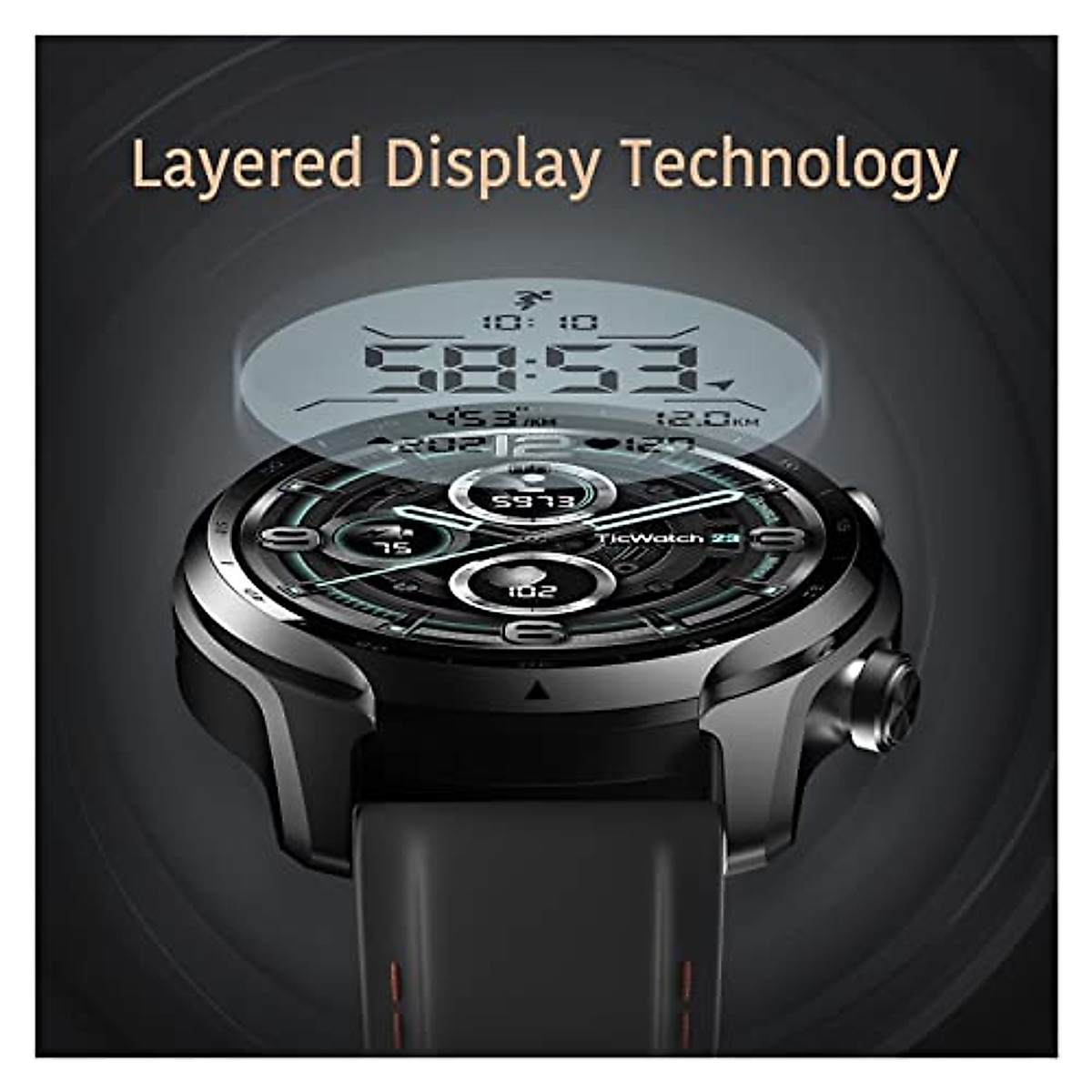 JAITEA Pro 3 GPS Wear OS Smartwatch Men's Sports/Smartwatch Double Layer Display Goldfish Grass Wear 4100 8GB Men