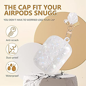 Cute AirPod Pro 2 Case with Shell Pearl Keychain Bling Marble Design Hard TPU Cover Compatible with AirPods Pro 2nd Generation 2022 Case for Women and Girls