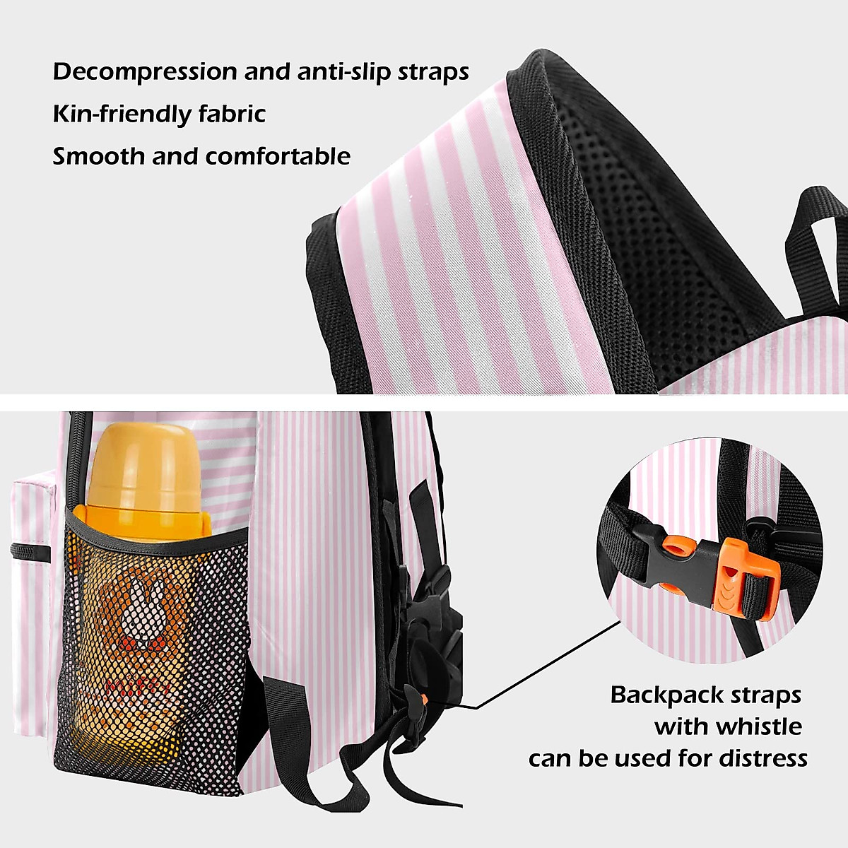 Grandkli Gymnastic Striped Pink Personalized Kids Toddler Backpack for Boys Girls ,Custom Mini School Backpack Bags Kindergarten, 10''(L) x 4''(W) x 12''(H)