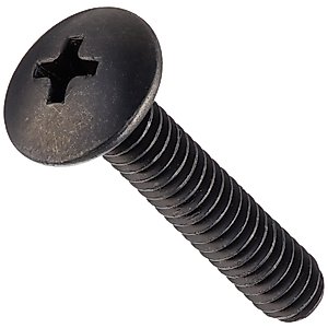 Small Parts 1016MPTB Steel Truss Head Machine Screw, Black Oxide Finish, Meets ASME B18.6.3, #2 Phillips Drive, #10-24 Thread Size, 1" Length, Fully Threaded, Imported (Pack of 100)