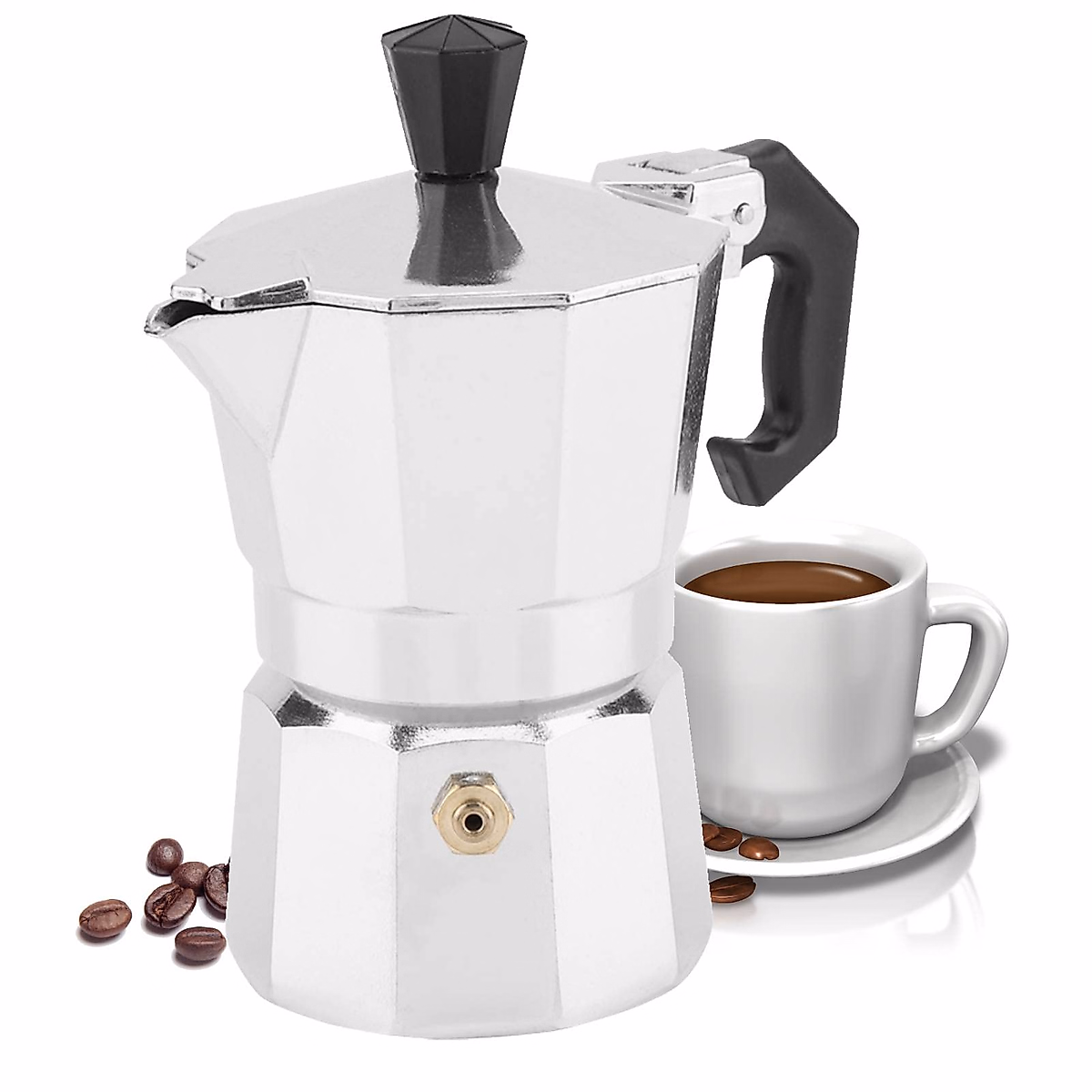 1 Cup 30ml Aluminum Italian Mocha Pot Coffee Machine for Home Office, Detachable