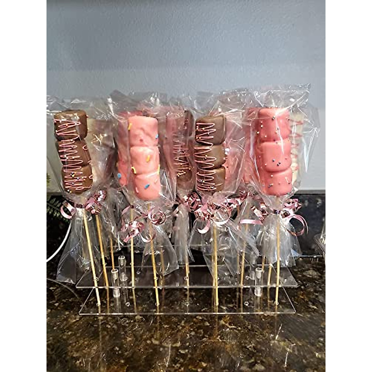 Cake Pop Stand, 2 Packs 21 Hole Clear Acrylic Cake Pop Stands Display for Weddings Baby Showers Birthday Parties Anniversaries Halloween Candy Decorative