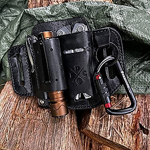 1791 EDC Multitool & Flashlight Holster, Leather EDC Organizer Belt Pouch Fits Multitool, Knife, Flashlight, Keys - Compatible with Heavy Duty Leatherman, Gerber, SOG Multitools - Easy Slide, Brown
