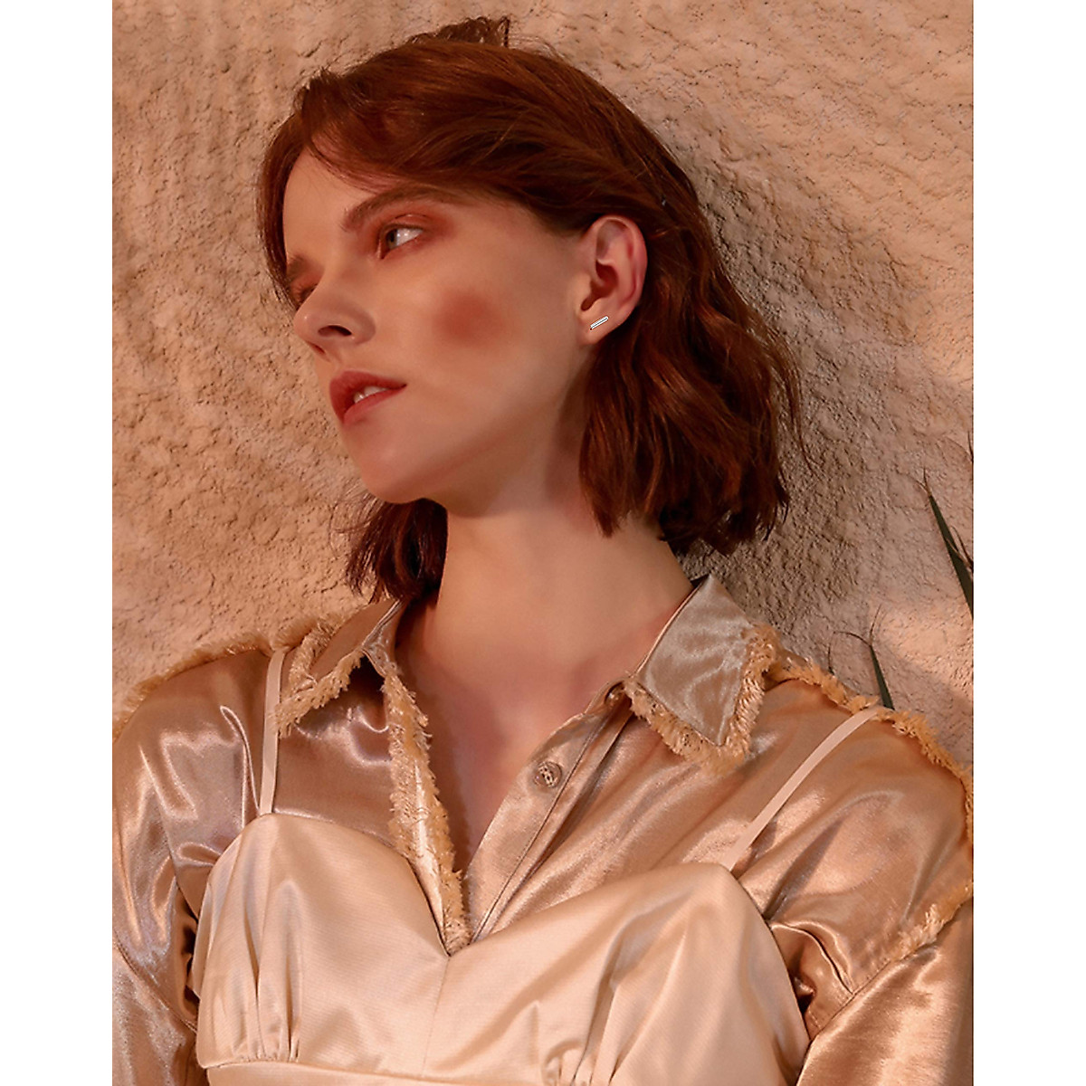 CASSIECA 15 Pairs Stainless Steel Tiny Bar Stud Earrings Small CZ Ball Cartilage Piercing Mini Stick Line Barbell Stud Earring Set for Women Men 2MM-4MM