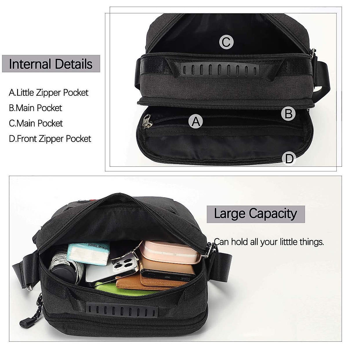 KL928 Men's Messenger Bag - Crossbody Shoulder Bags Travel Bag Man Purse Casual Sling Pack for Work Business