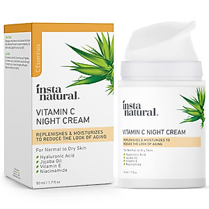 InstaNatual Vitamin C Night Cream, Night Moisturizer for Face with Hyaluronic Acid, Jojoba Oil, Vitamin E and Niacinamide, Vitamin C Face Cream