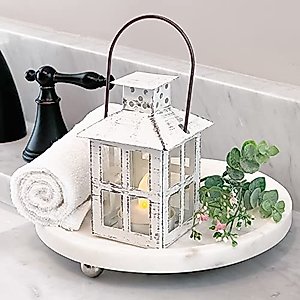 Kate Aspen Rustic Farmhouse White Candle Holder, Wedding, Centerpiece Table, Home, Shelf, 5 inch Decorative Lantern