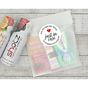 Wedding Recovery Kits - 20 Stickers with optional favor bags, Just in Case, hangover kit