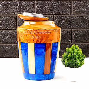 Mix Wood with Resin Urn | Beautiful Unique Design ASH | Cremation Urns Male & Female Ashes - Adult Pet - Premium Quality Large Urn | Human Ashes for Urn