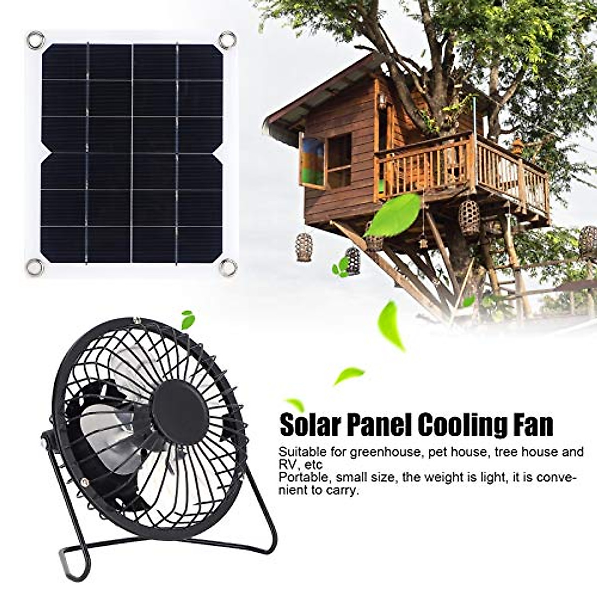 Oreilet 10W Solar Panel Powered Fan, RVs Outdoor Breeding Solar Powered Fan Ventilator, Waterproof Solar Energy Cooling Fan with 4 x Suction Cup, Photovoltaic Solar Panel for Chicken Pet House