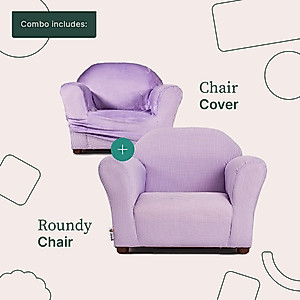 Keet Roundy Kid's Rocking Chair + Cover Combo Set, Pink, Lavender