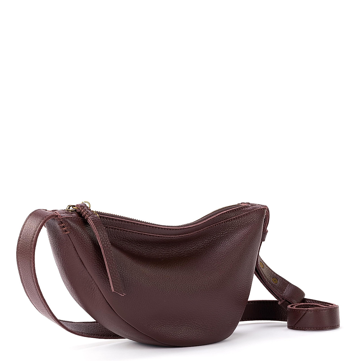The Sak Tess Sling Bag in Leather, Adjustable Crossbody Strap, Mahogany