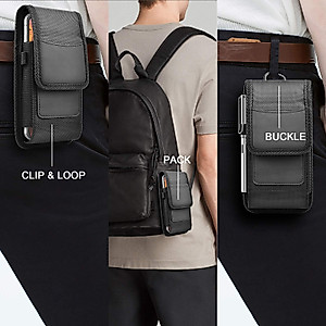 Tiflook Phone Holster for Samsung Galaxy S24 S23 S22 S21 Ultra S20 FE S10 A02S A12 A13 A32 A51 A52 Note 20 Ultra Note 10 Plus Nylon Cell Phone Pouch Belt Holder Carrying Case with Belt Clip,Black