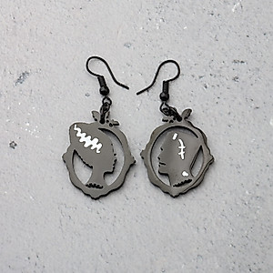 ENSIANTH Frankenstein Couple Gift Frankenstein's Monster & His Bride Earrings Horror Movie Gift Halloween Party Jewelry (Frank Earrings)