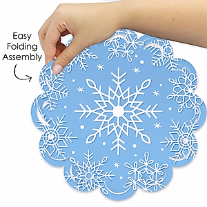 Big Dot of Happiness Blue Snowflakes - Winter Holiday Party Round Table Decorations - Paper Chargers - Place Setting For 12