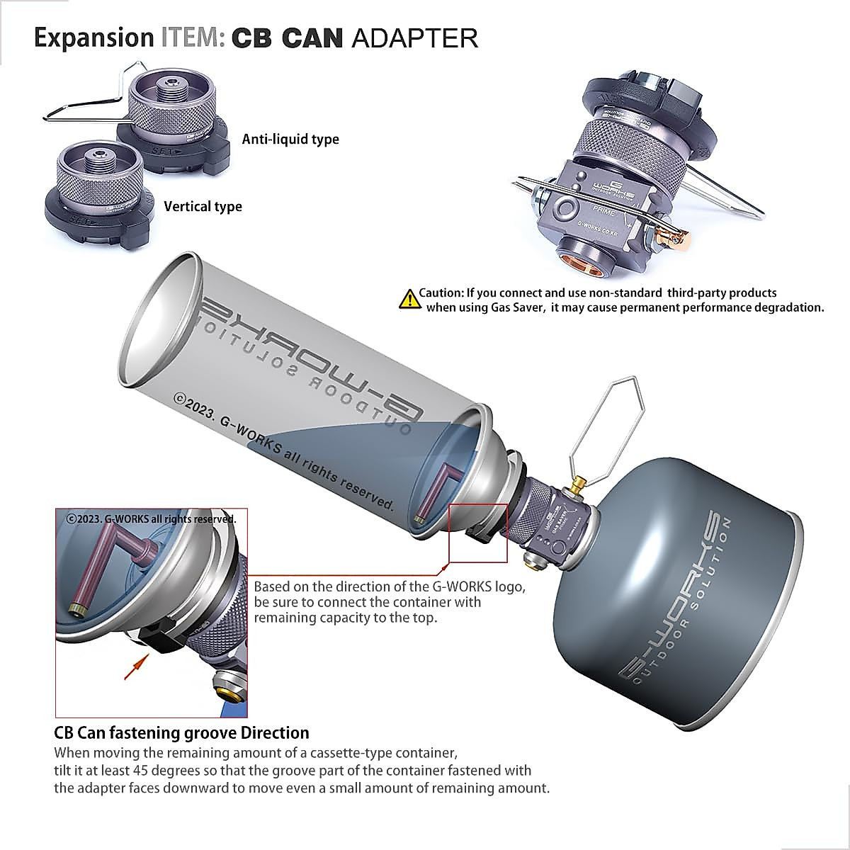 G-WORKS Gas Saver Prime/Gas Saver Plus/Remaining Gas Movement/Lindal Valve Canister Shifter/Refill Adapter/Air Vent Function