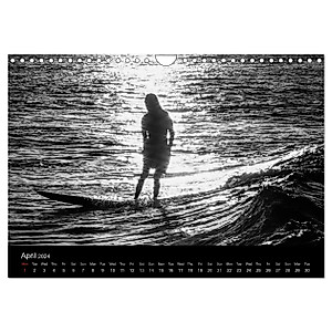 Surf in B&W (Wall Calendar 2024 DIN A4 Landscape), CALVENDO 12 Month Wall Calendar