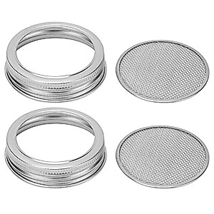 Alvinlite Sprouting Lids,Sprouting Kit Dishwasher Safe Without Rusting Stainless Steel Mesh Screen Jar Strainer 2pcs for Bean Sprout Growing Broccoli, Alfalfa, Mung Bean(86mm)
