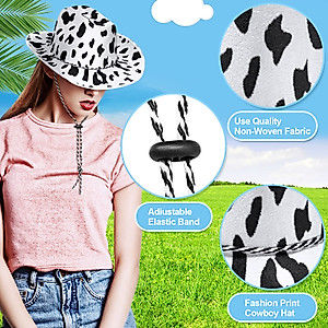 Neer Cow Print Cowboy Hat 2 Pieces Cowboy hat Unisex Black White Cowboy Hat for Men and Woman Party