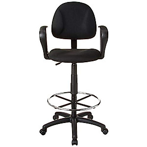 Boss Office Products Ergonomic Works Drafting Chair with Loop Arms in Black
