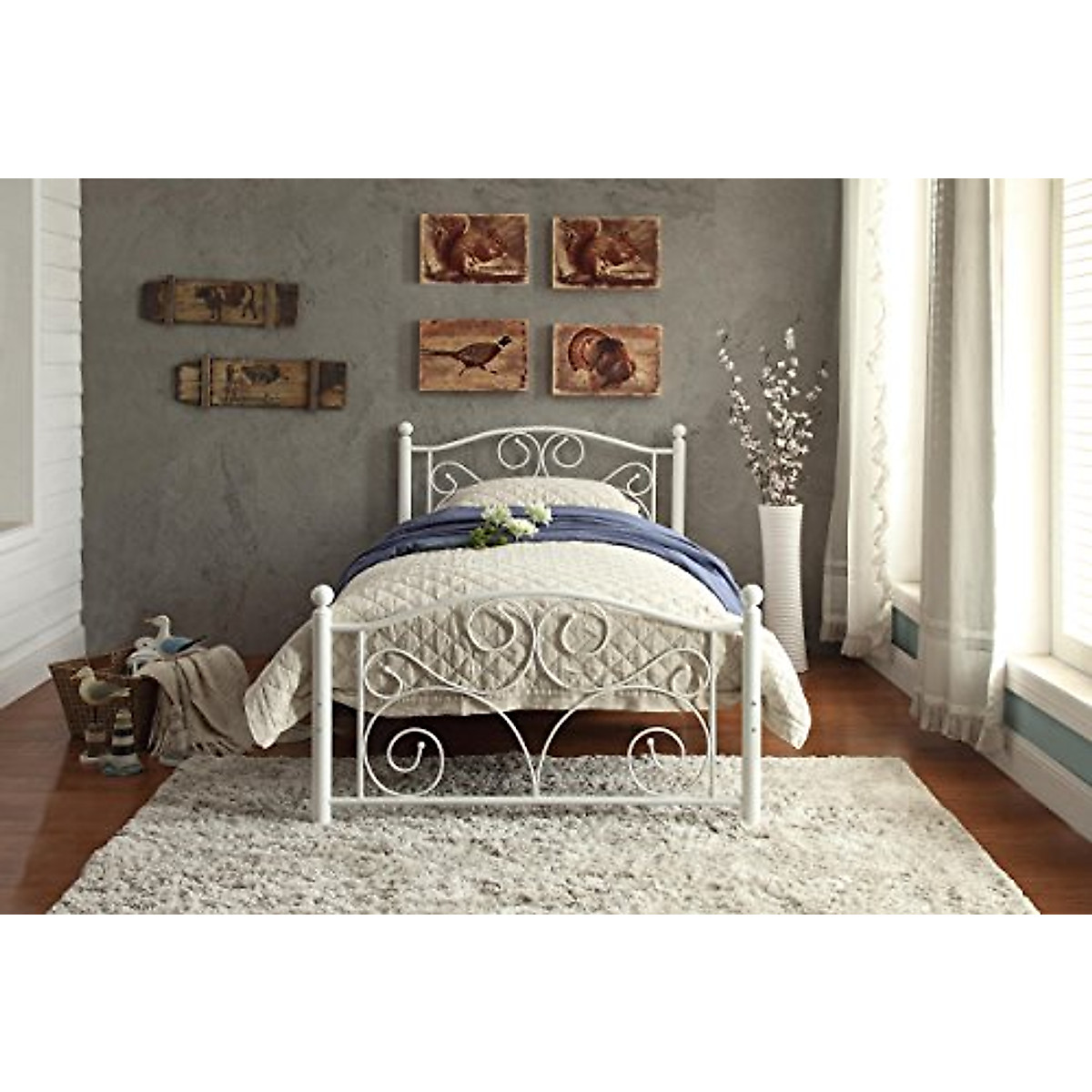 Homelegance Pallina Metal Platform Bed, Twin, White