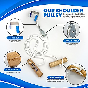 RangeMaster Econo Ranger Shoulder Pulley │ Physical Therapy Exercises │ Aids in Recovery and Rehabilitation │ Increases Mobility │ Wooden Handles for Comfort │ Metal Bracket Door Attachment