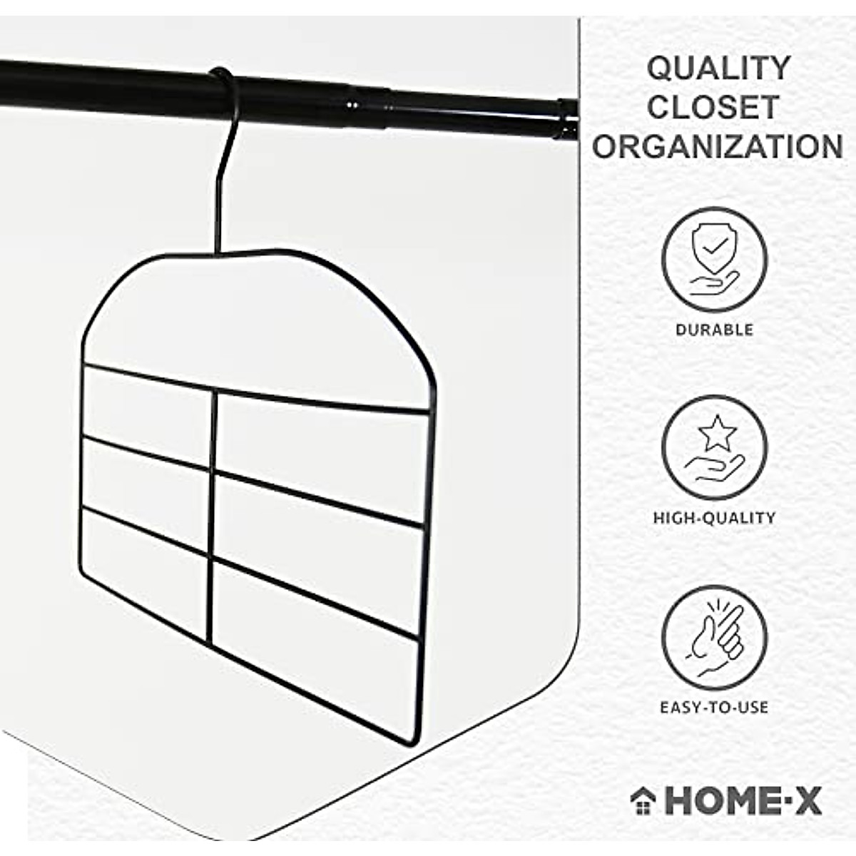 HOME-X Set of 2 Space-Saving Legging Hangers for Closet, Iron Organizer Hangers, Hang 6 Leggings, Yoga and Stretch Pants on One,15 ¼” L x 12 ¾” W, Black