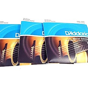3-Pack D'Addario EJ36 12-String Bronze Acoustic Guitar Strings, Light, 10-47